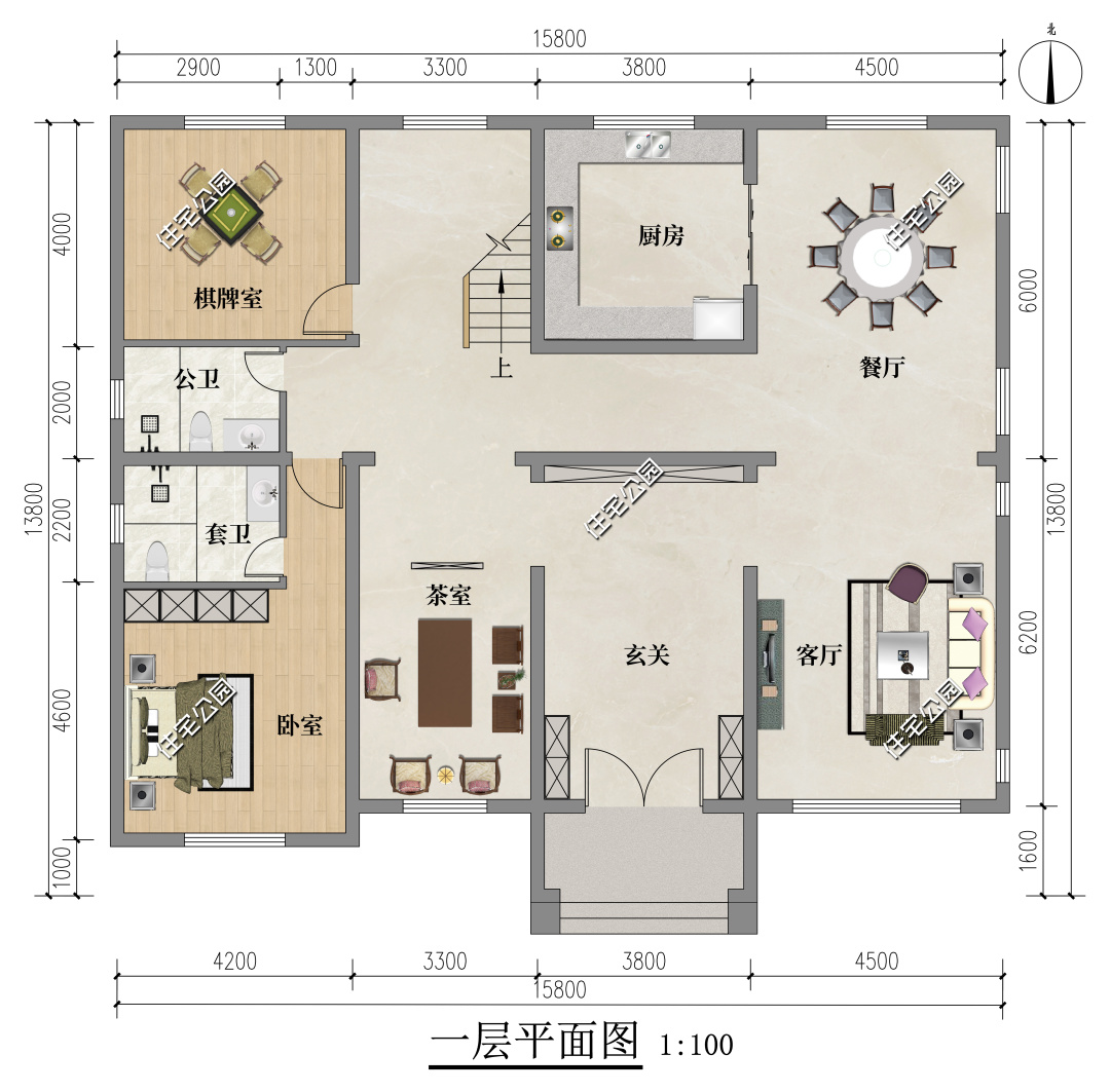 15×13 meters modern three-storey beautiful house, large living room ...