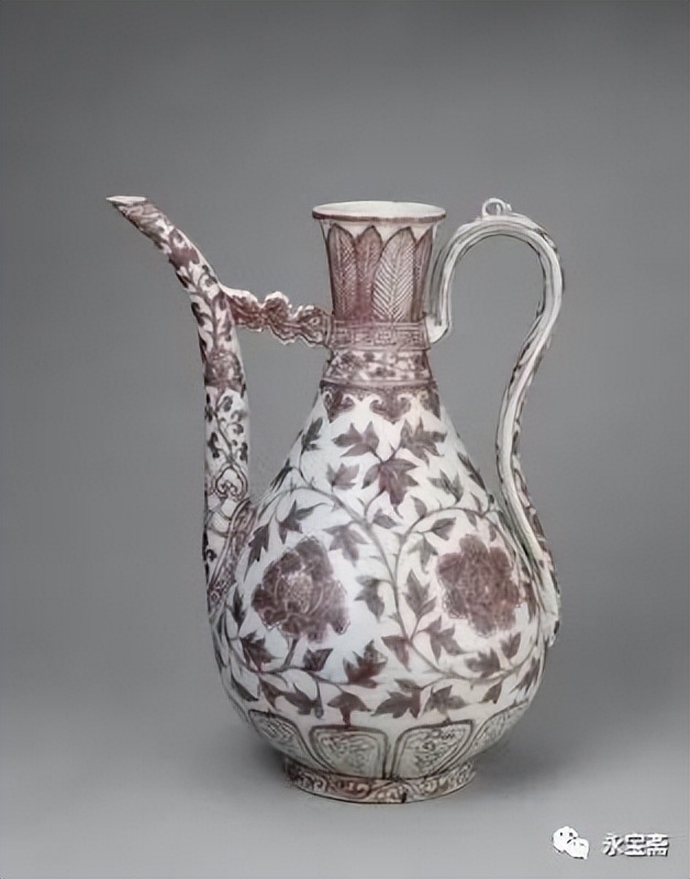 Ming Hongwu underglaze red tangled peony pattern pot with lid - iNEWS