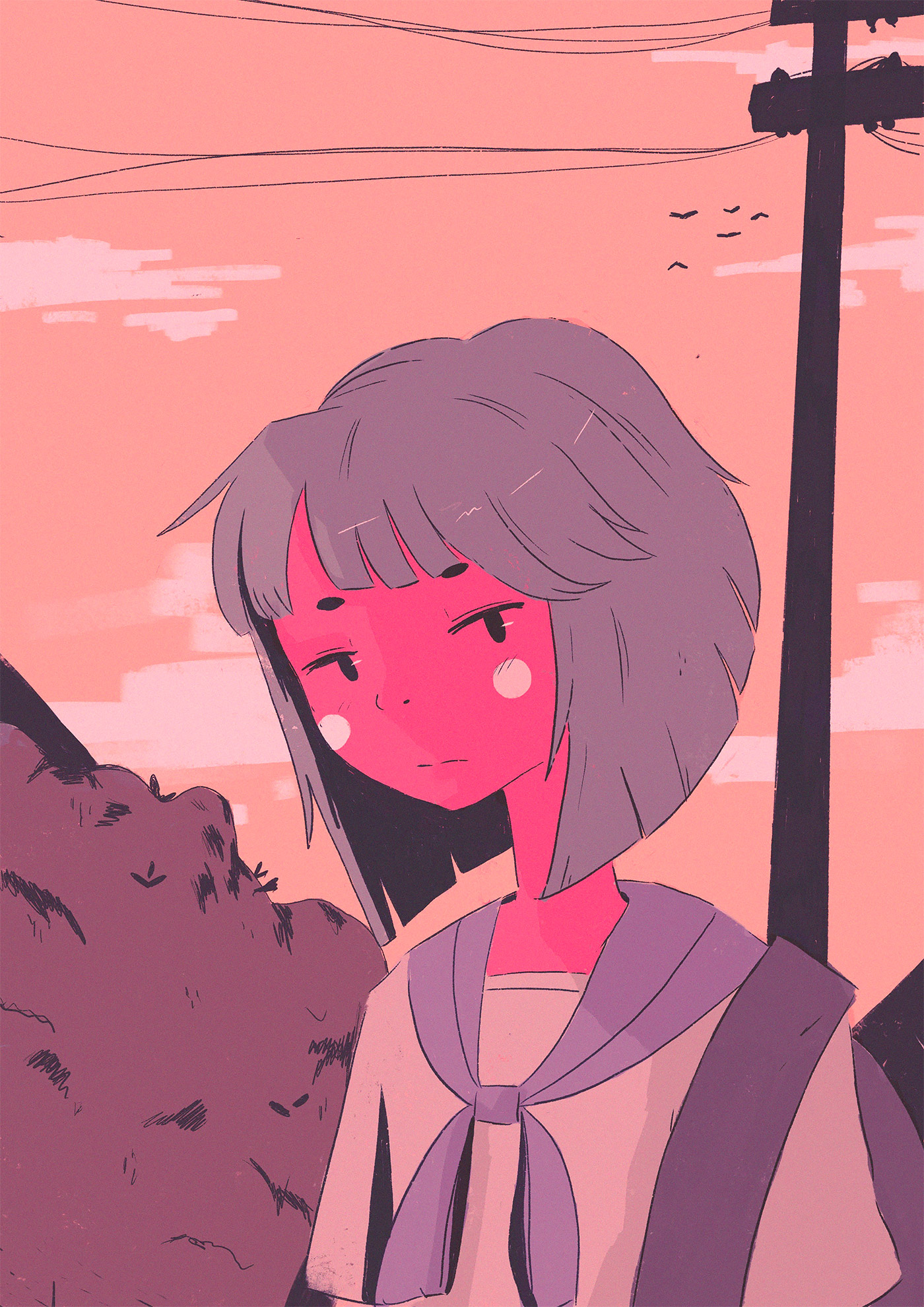 Two-dimensional girl character design | sweet and cool girl style ...