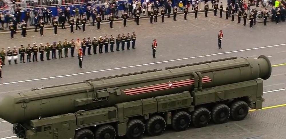 A convoy of intercontinental missiles capable of carrying nuclear ...