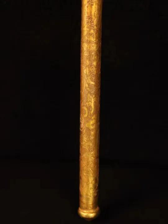 Bronze gold hand chisel engraved Buddha pattern Zen stick high - iNEWS