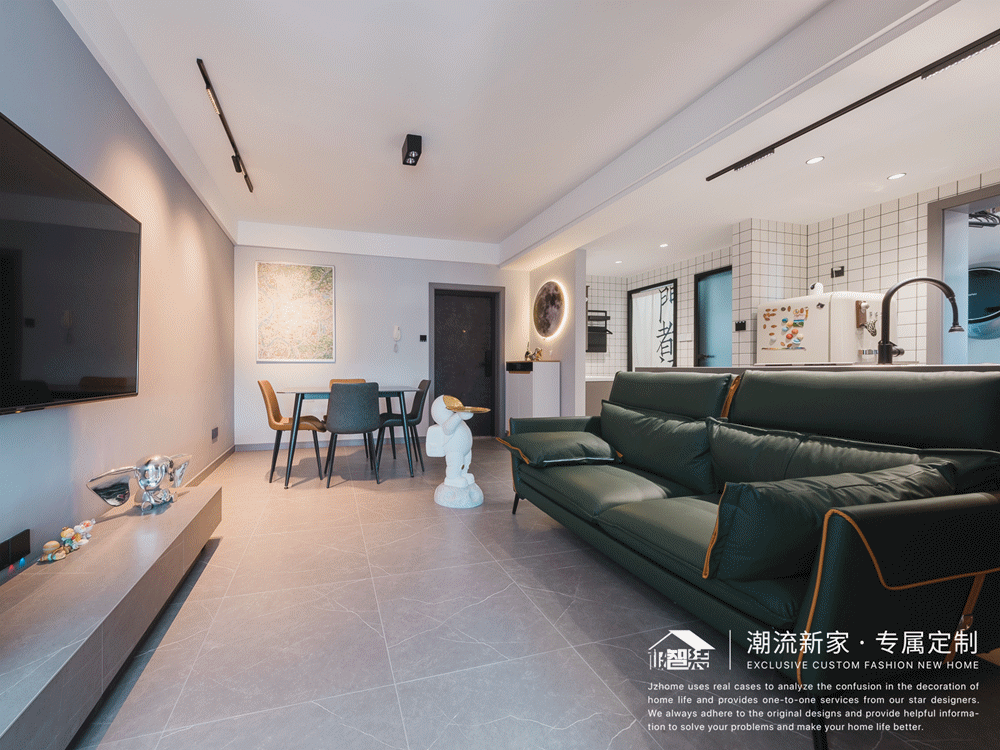 55 square meters of living alone, the guest, dining and kitchen are ...