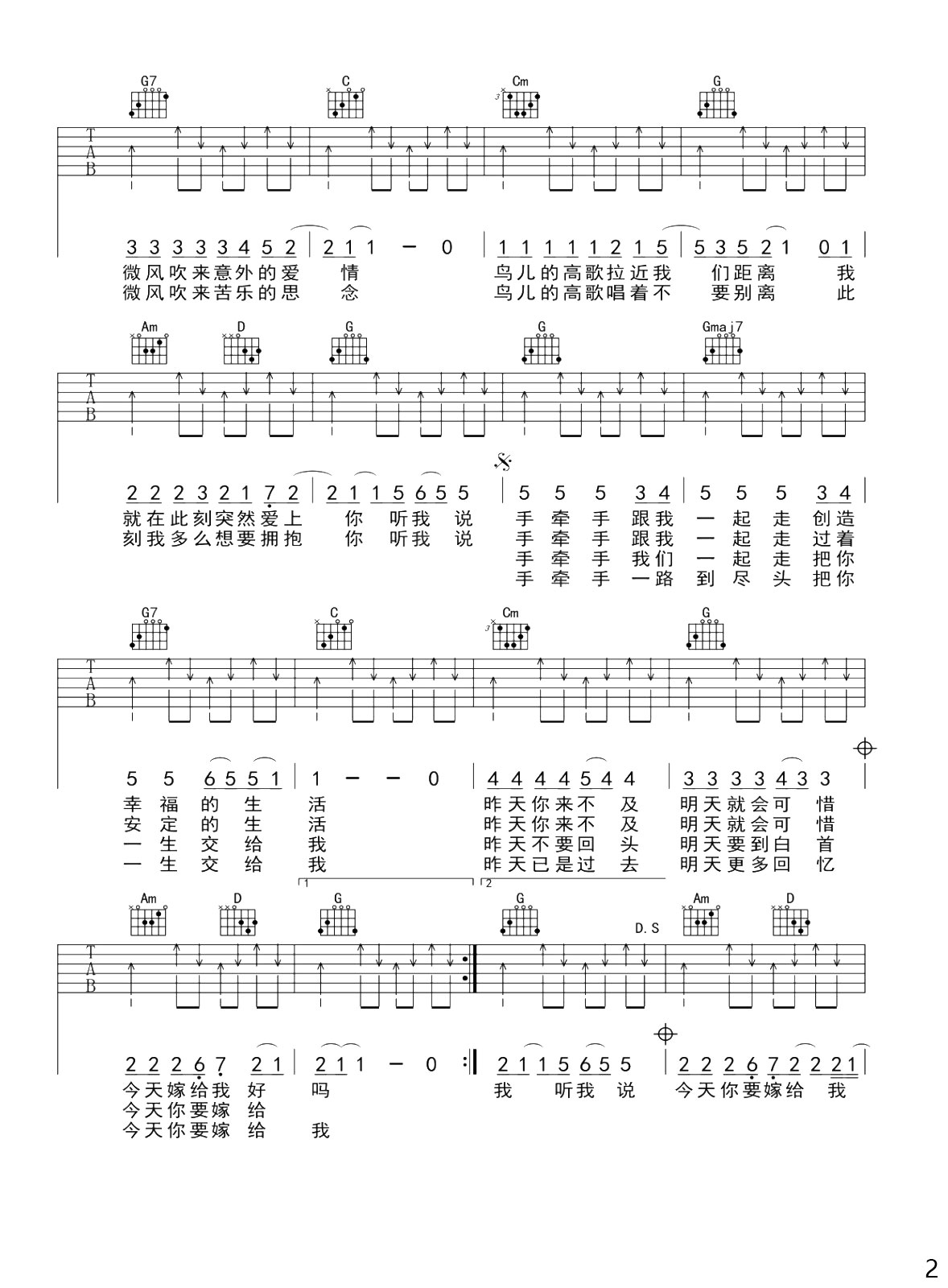 Tao Zhe / Jolin Tsai "Today You Will Marry Me" Guitar Score - iNEWS