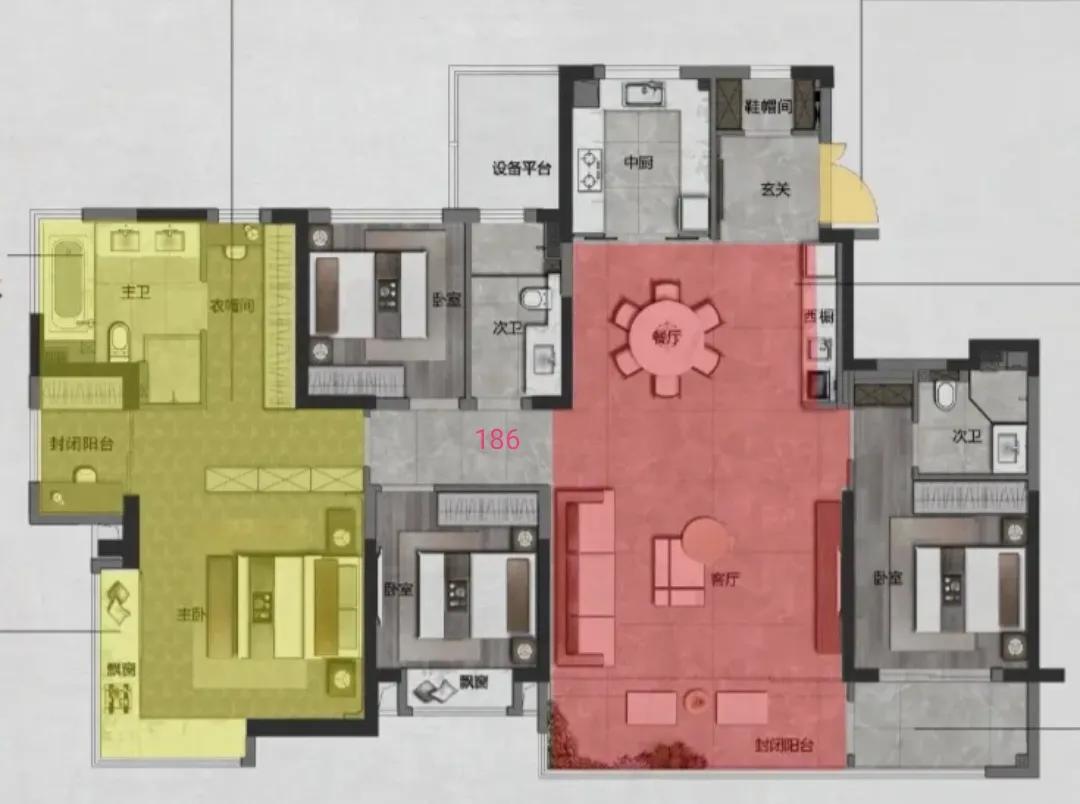 Learn about a luxurious 186-square-meter apartment, the master bedroom ...