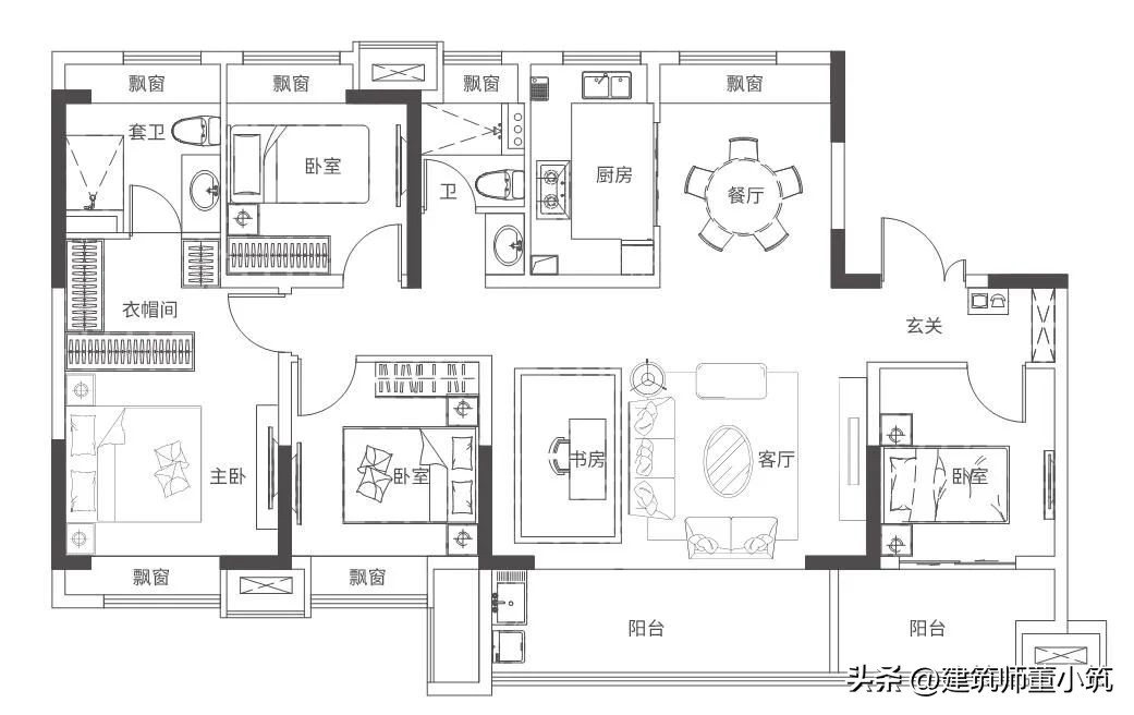 135 square meters just need four rooms: large surface width and small ...