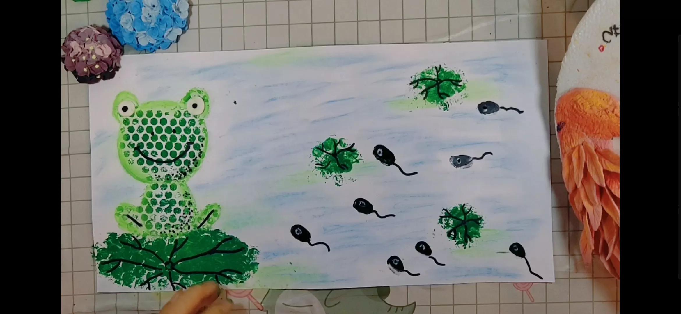Creative painting: little tadpole looking for mother - iMedia