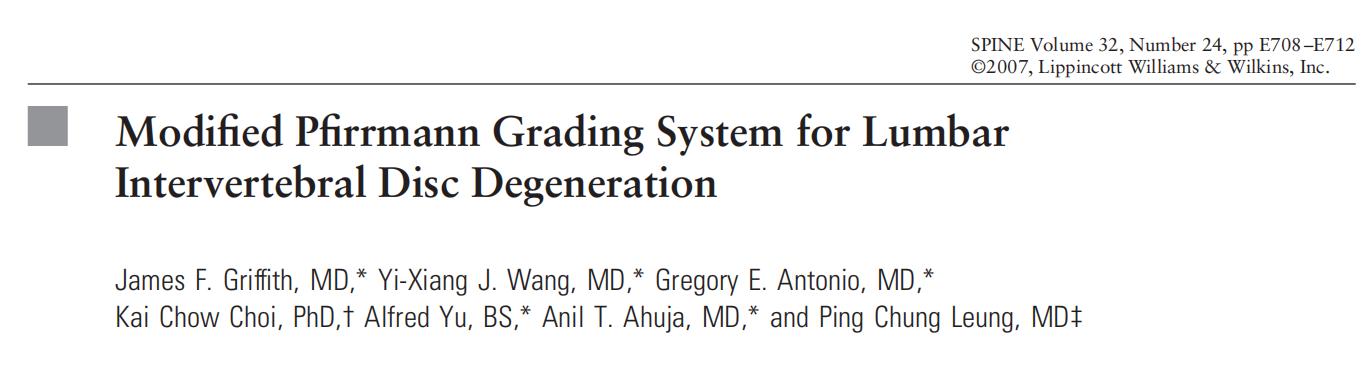 Degenerative grading of lumbar discs and facet joints - iNEWS