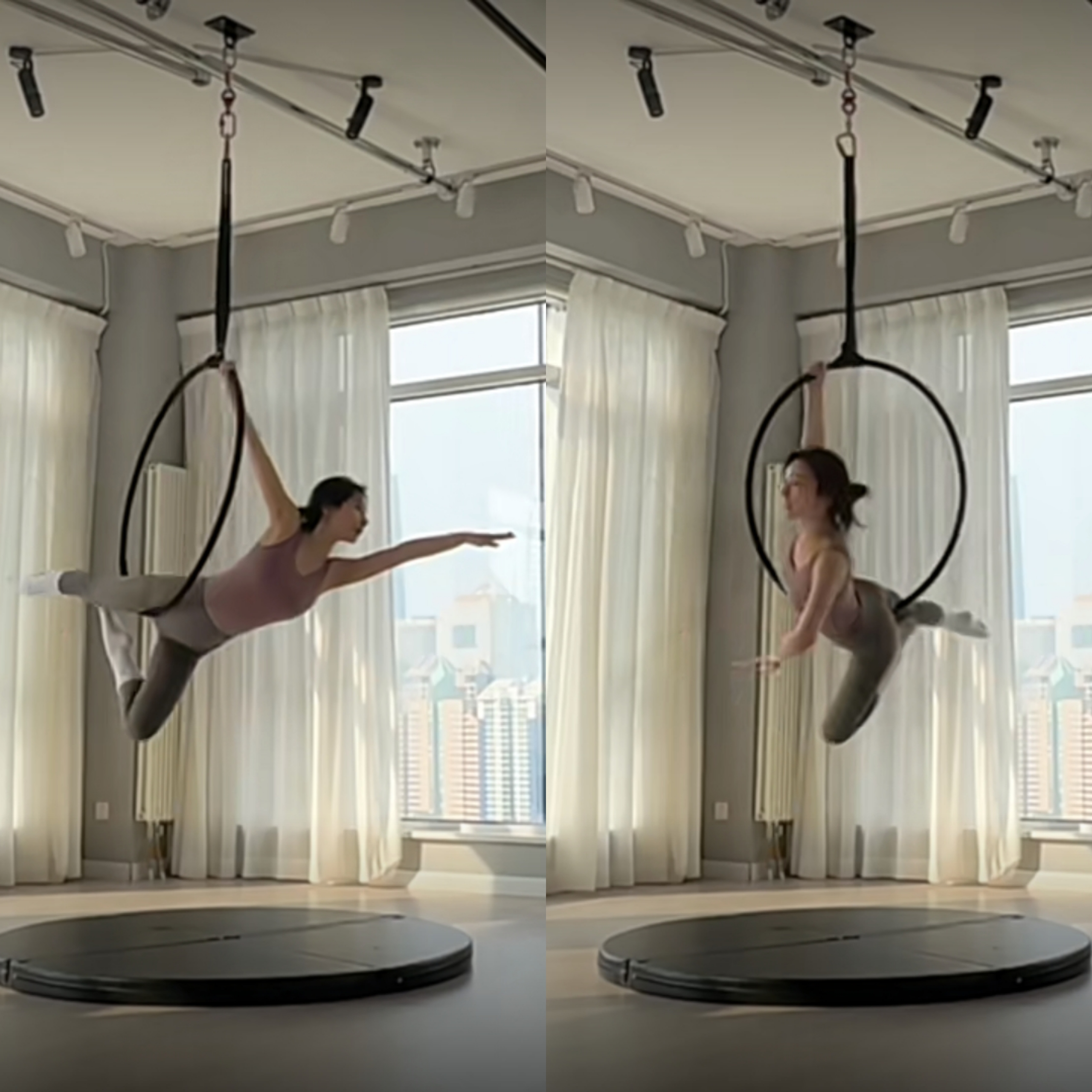 41-year-old Liu Yan does yoga in the sky!The body is soft and shows the ...