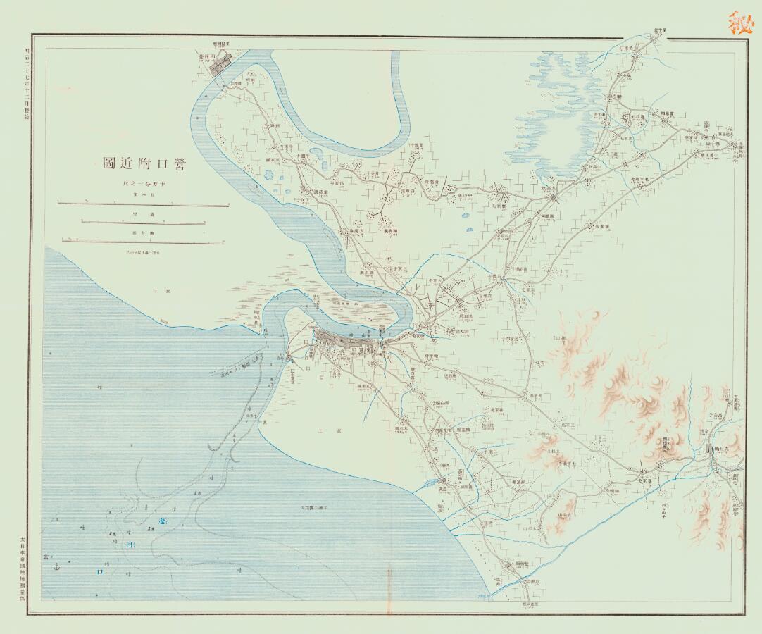 Map of the vicinity of Yingkou, Qing Dynasty, 1894, an old map of ...