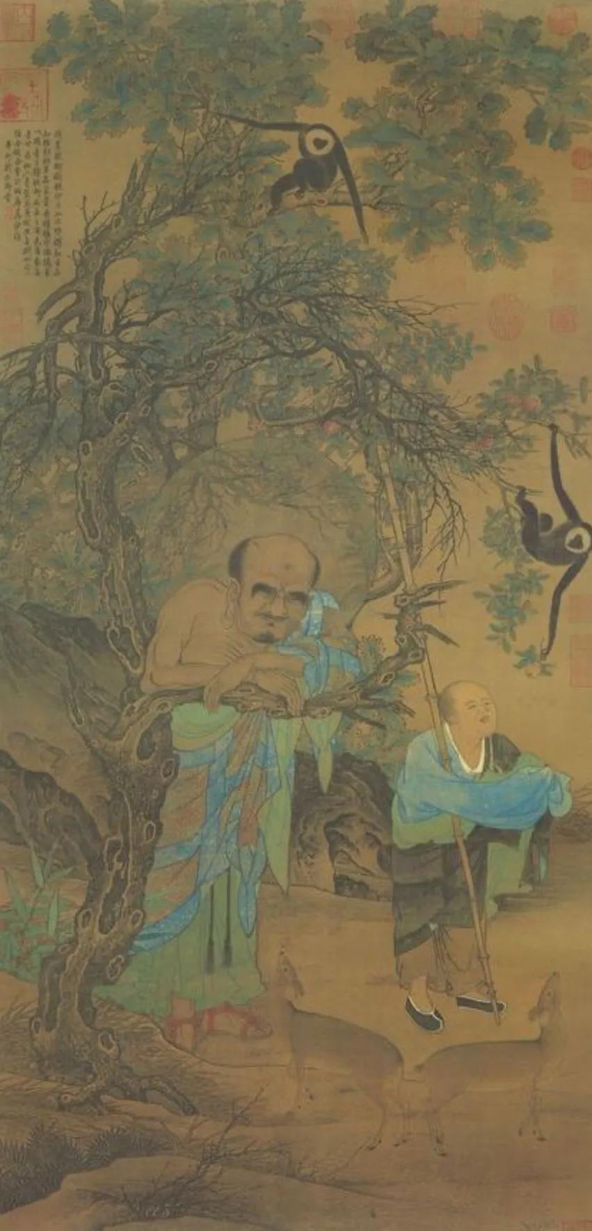 Liu Songnian's "Picture of Ape Offering Fruit", "Picture of Arhat ...