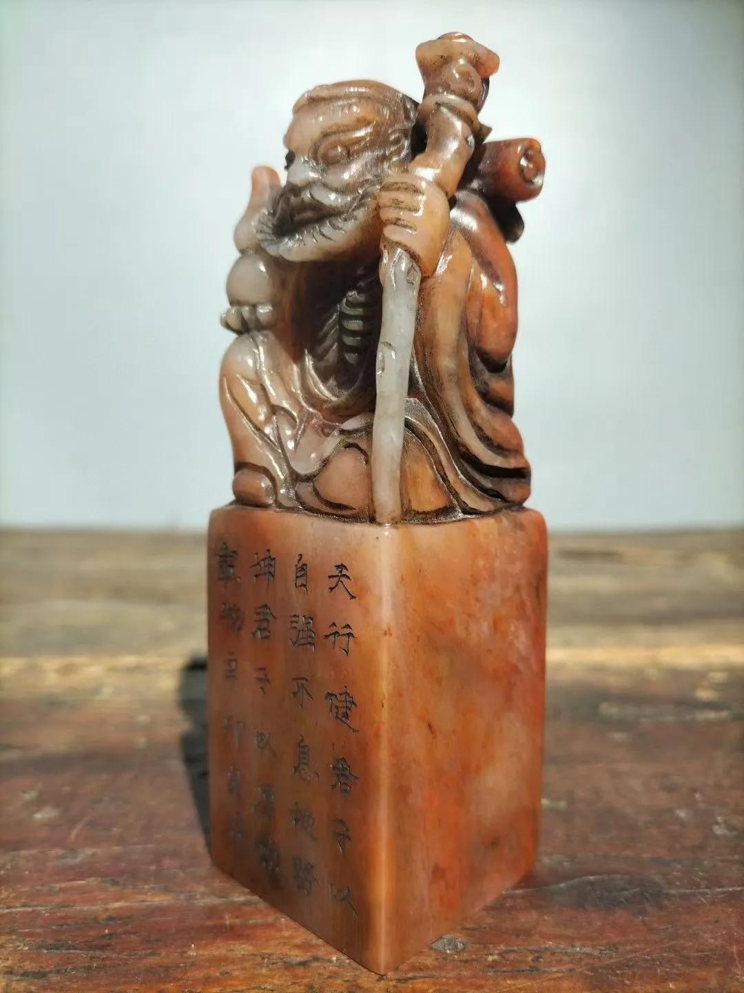 The old Tibetan natural Shoushan stone jade seal "Dharma Patriarch" - iNEWS