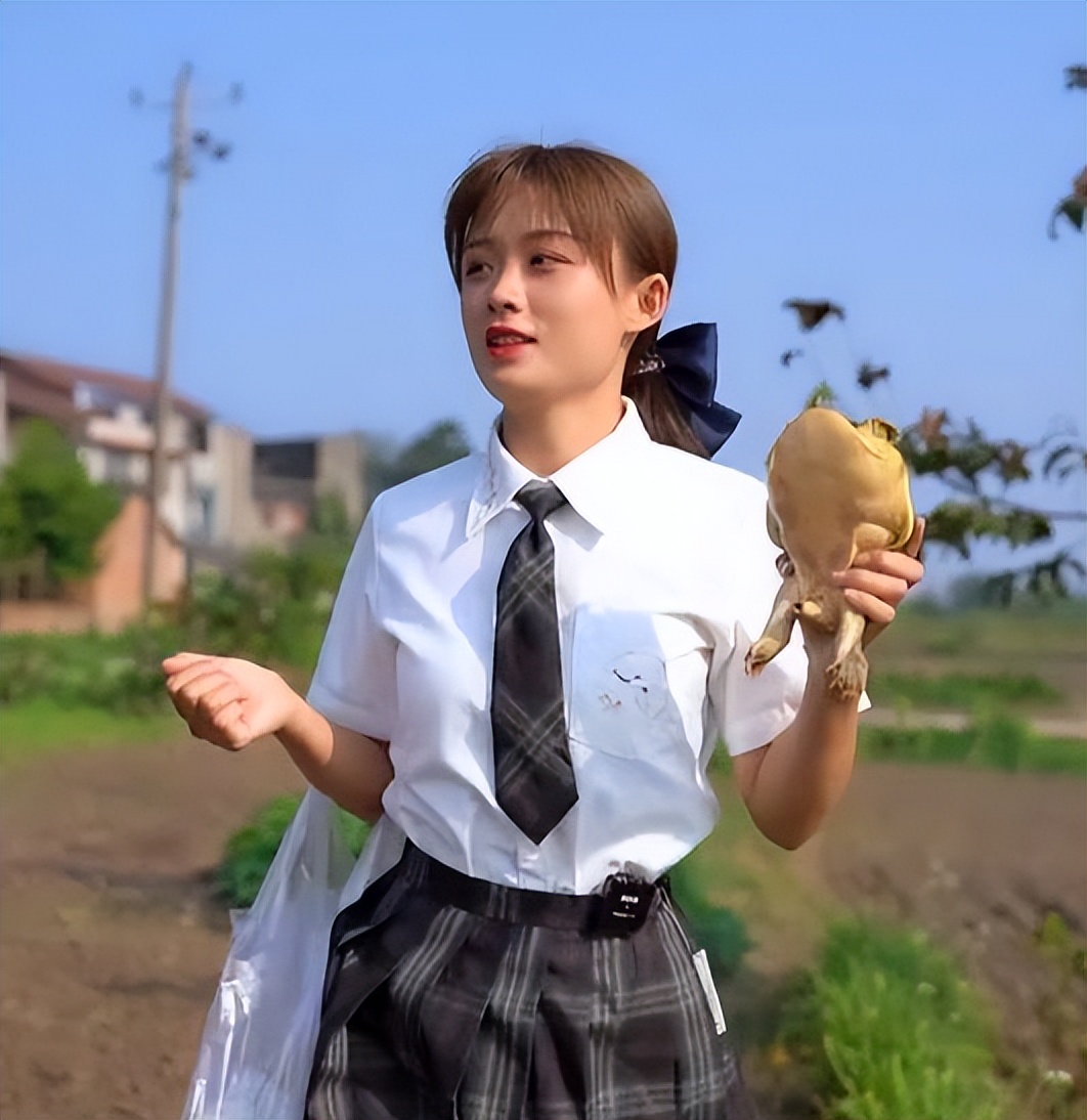 Internet celebrity "Yan Su" wears a short skirt to dig vegetables, bends down and squats to ...