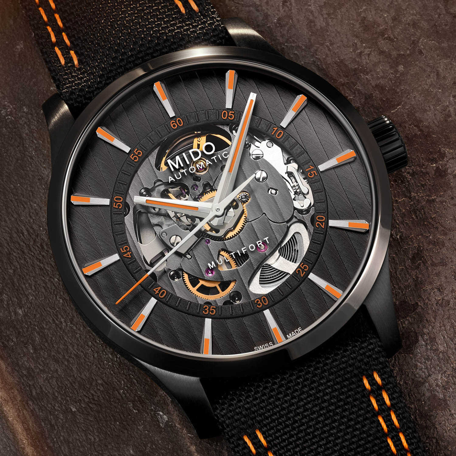 Mido Launches New, Helmsman Orange Black Skeleton Watch - iNEWS