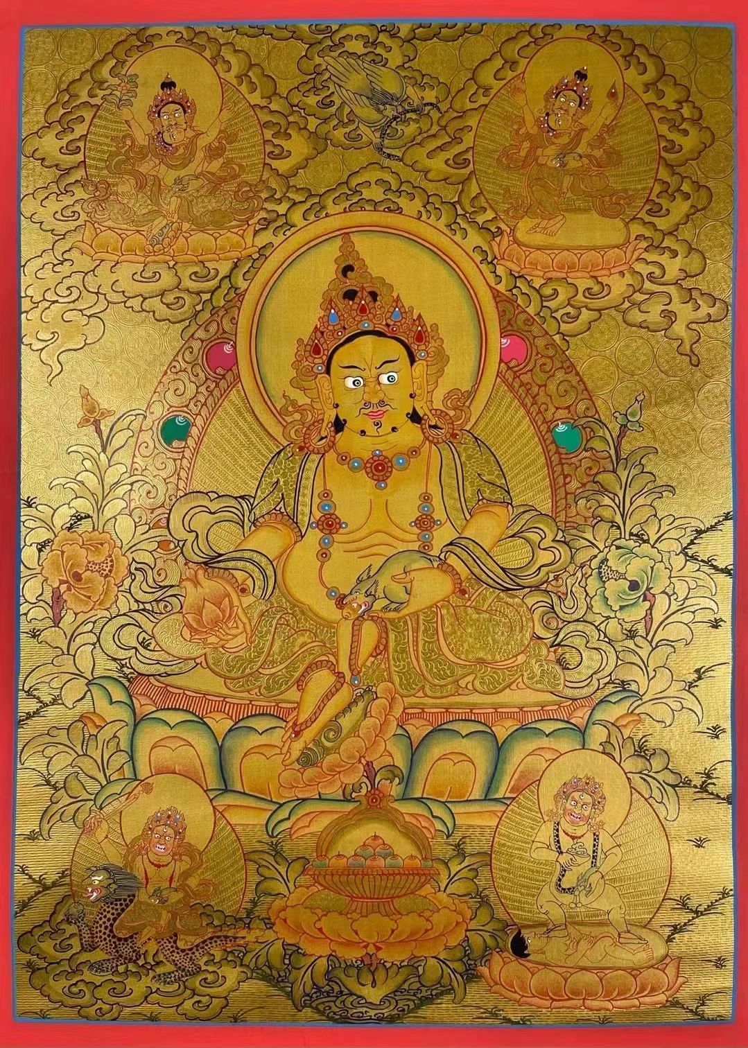 Yellow God of Wealth thangka atlas collection, fortune map collection ...