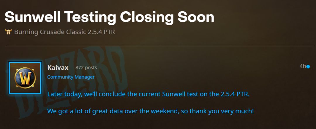 Blizzard Blue Post: Open Sunwell at the end of May, S3 will end on May ...