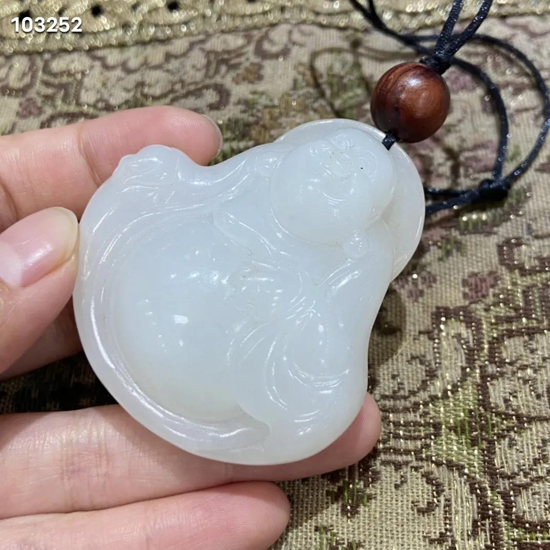 Reflux-Hetian white jade "Milei Laughing Buddha" pendant specifications: 5.5cm high, 5cm long, 1 ...