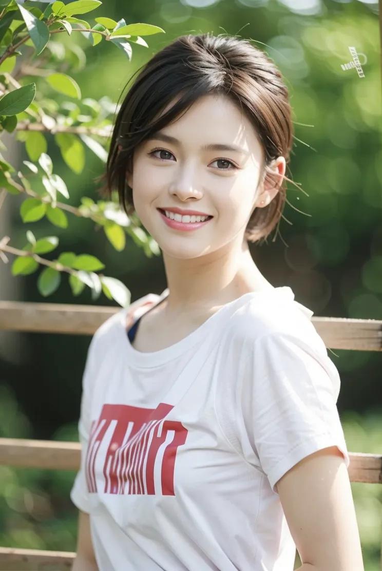 Outdoor photo of the beautiful girl with water spirit, sweet smile and ...