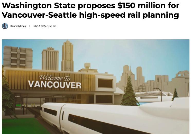 Smash 190 million first!Vancouver-Seattle high-speed rail starts ...