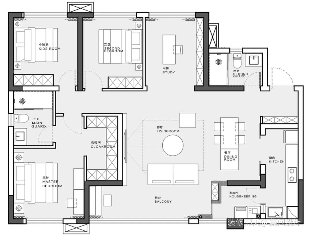 130 square meters of hardcover renovation modern texture three rooms ...