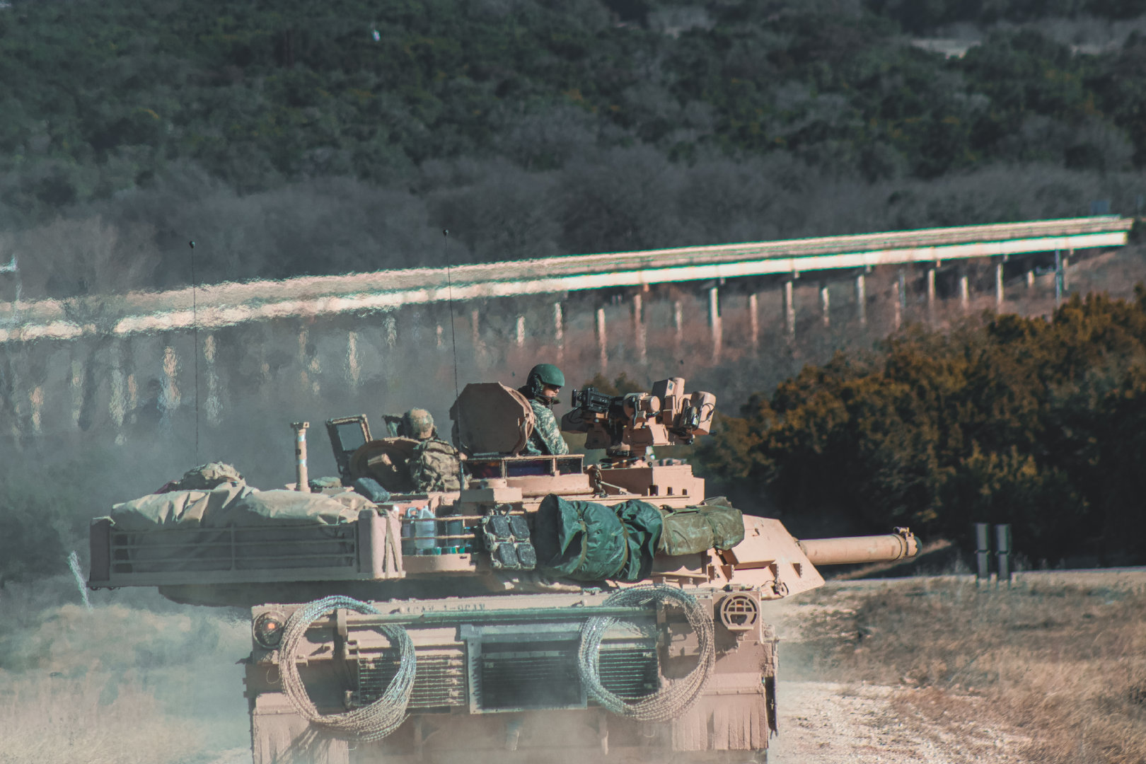 Two M1A2 SEP V3 main battle tanks from Bravo Company, 1st Battalion ...