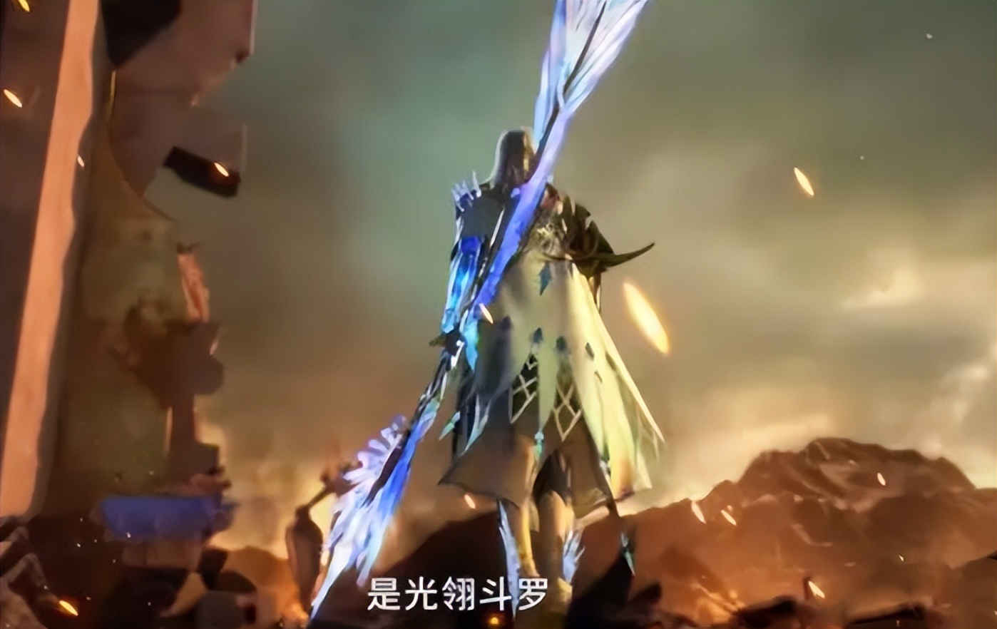 Guangling Douluo strikes from a frontal angle, with white hair and ...