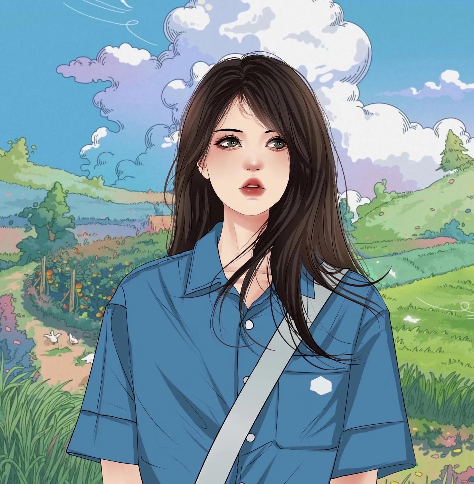 Hand-painted head portrait‖I seem to have been waiting for you, but ...