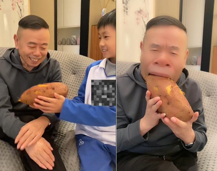 65-year-old Pan Changjiang eats sweet potatoes at home!The sweet potato in your hand is bigger ...