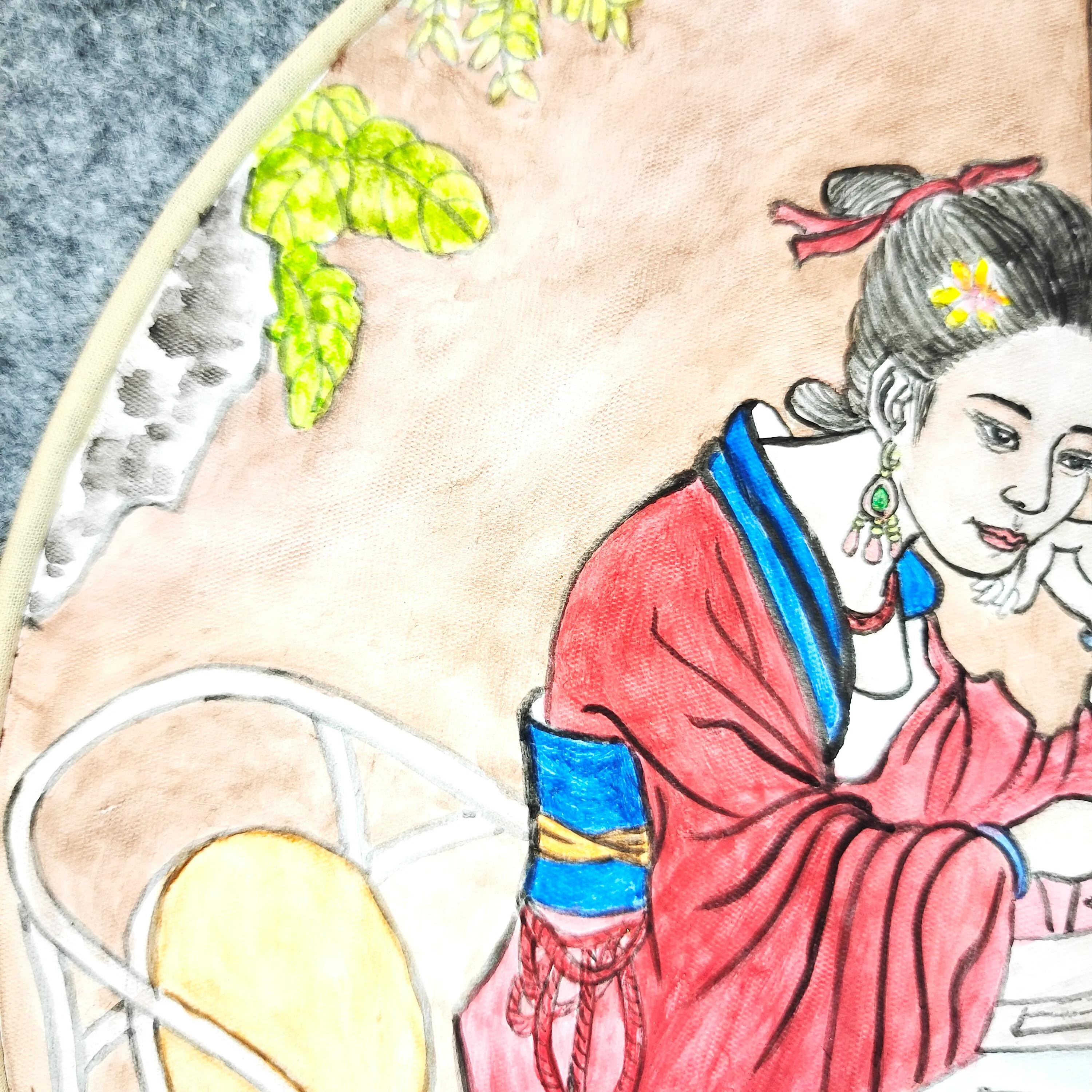 Appreciation of the silk fan painting "Yan Ruyu's Crazy Book" by the ...