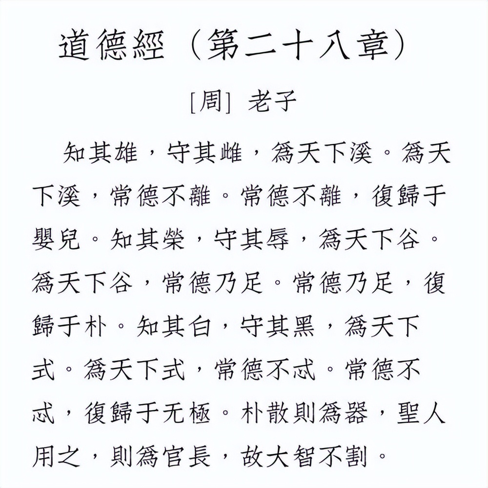 Talking about "Tao Te Ching" Chapter 28: The Tao is simple, the Tao is ...