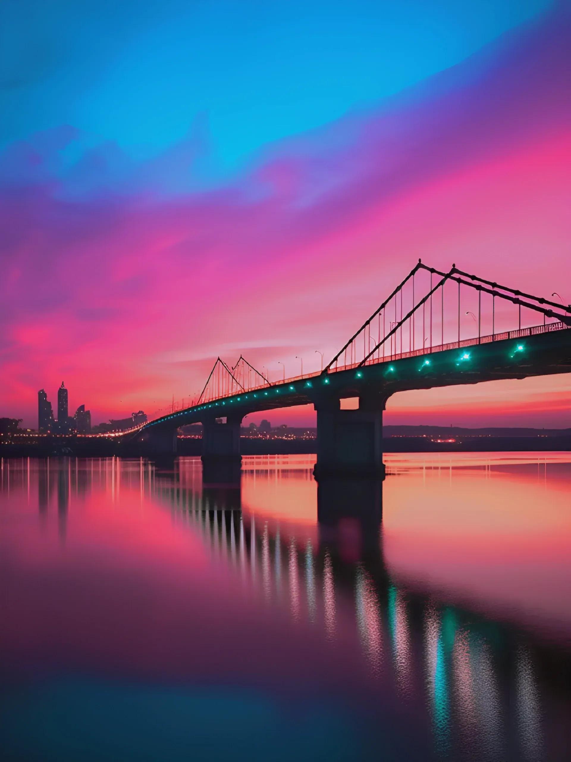 Record the sunset scenery of the bridge - iMedia