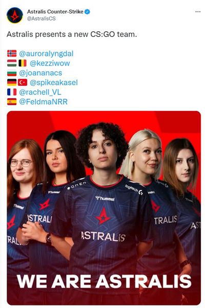 Don't love red makeup, love armed Astralis, announce women's team ...