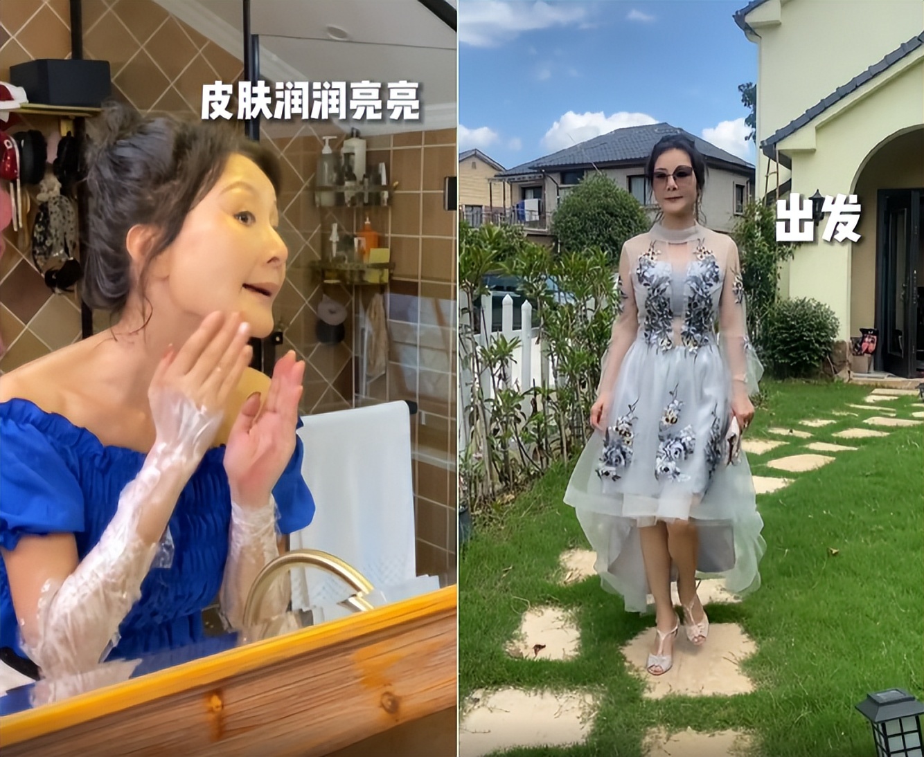 Aunt Xue Rui, 62, is playing in a swimsuit!The slender skin of the legs ...