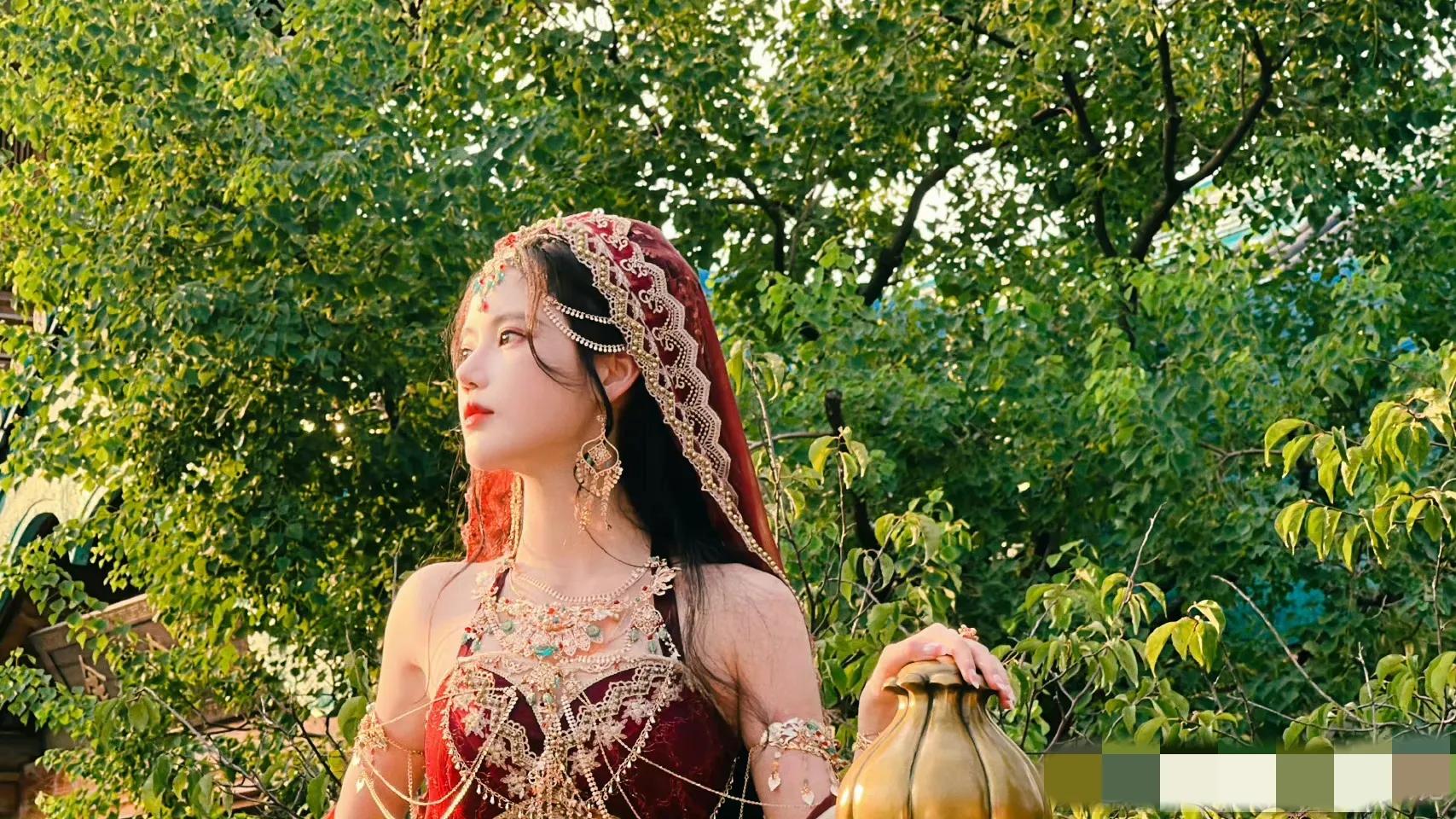 Jenny Sun's photo of the Western Regions, holding a pipa, with a ...