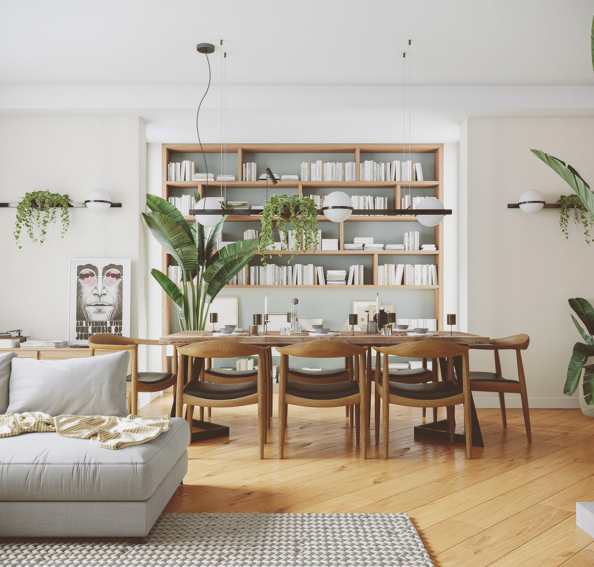 Tranquil and soft interior design requires natural wood and indoor ...