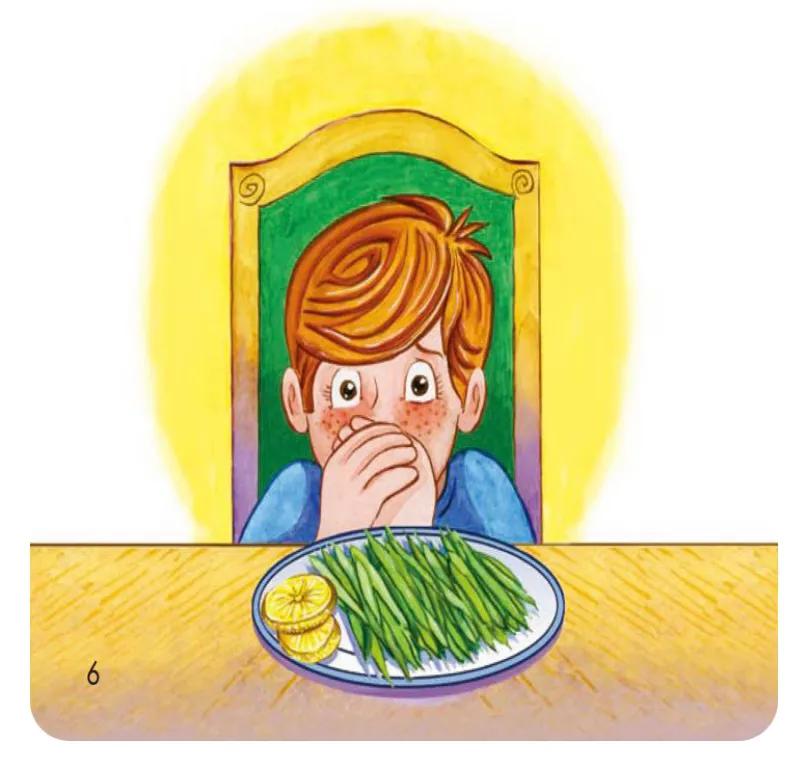 Henry the picky eater reading the picture book "Hungry Harry" with his ...