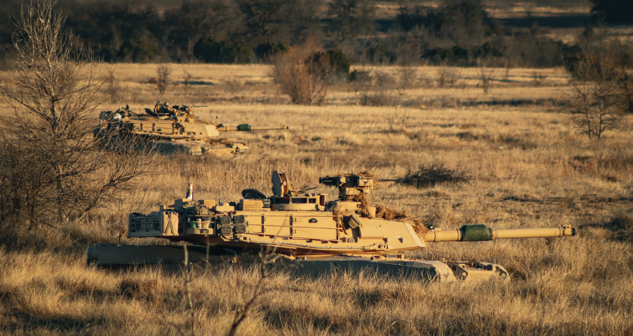 Two M1A2 SEP V3 main battle tanks from Bravo Company, 1st Battalion ...