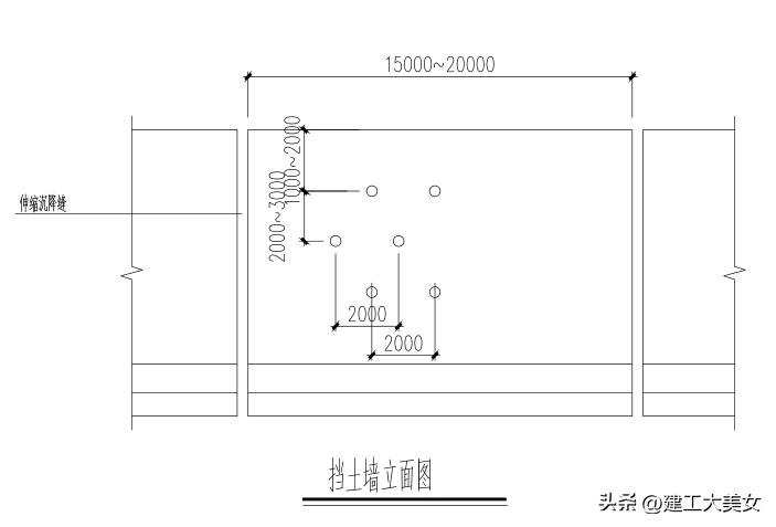 Construction drawing of rubble retaining wall, a total of three ...