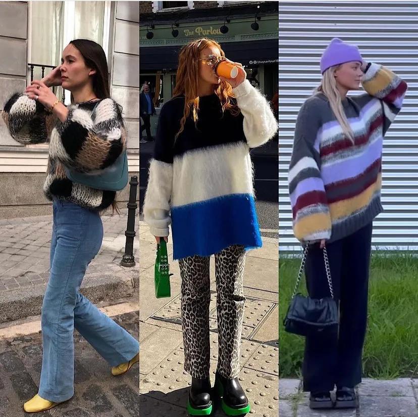 Obsessed with color striped sweaters!Lively and bright, it is not easy ...