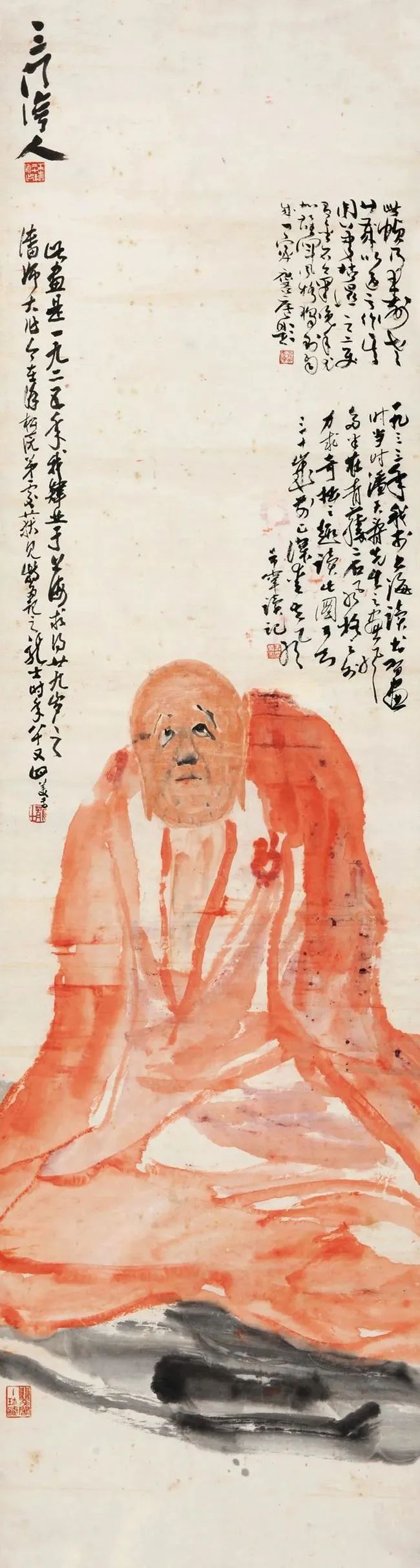 Pan Tianshou's painting of monks, with only a few strokes, has infinite ...