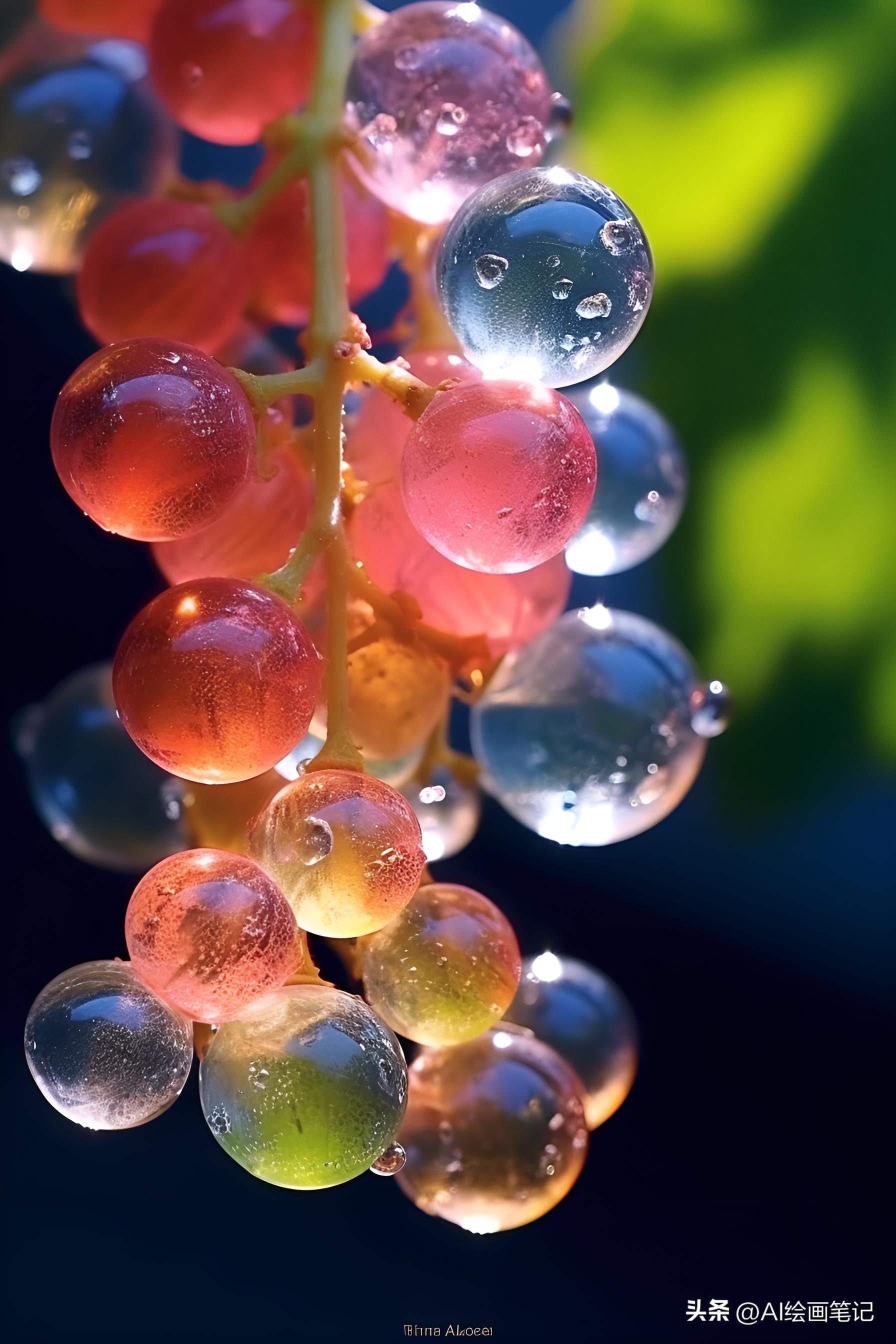 Ai Painting: Such crystal clear crystal grapes, will the juice burst ...