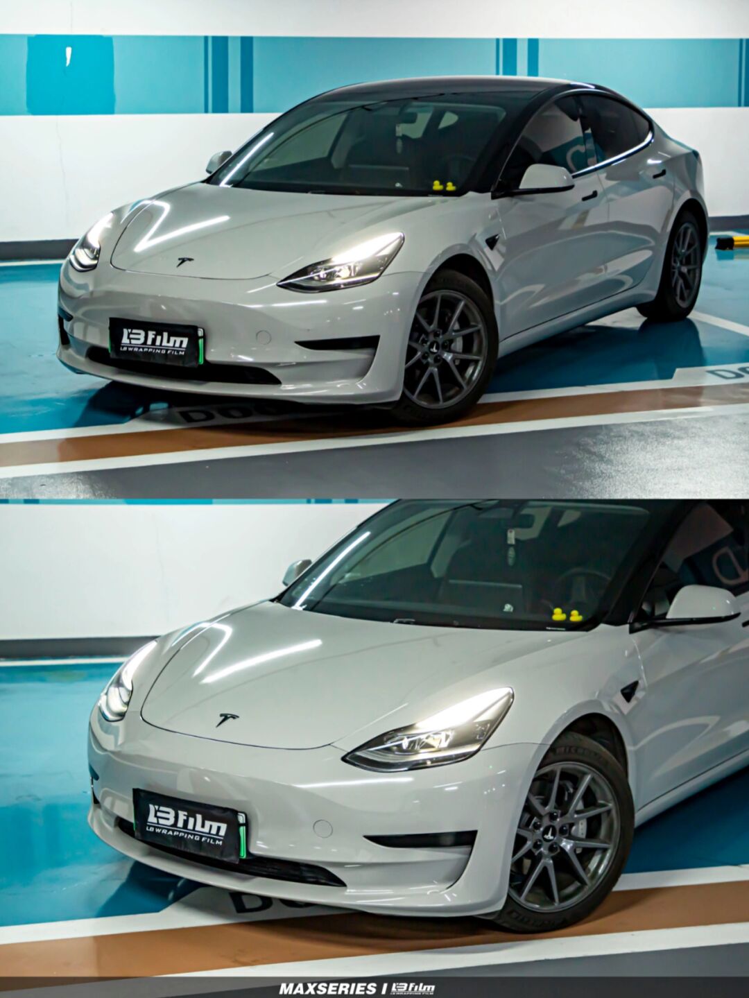 Tesla model3 LB color changing film original paint is matte gray, high ...