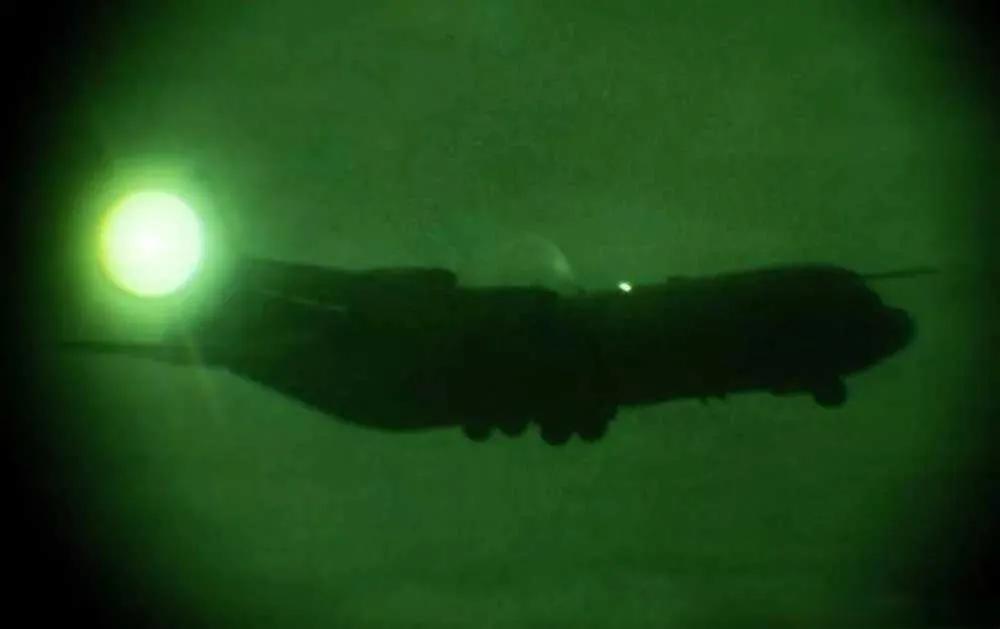 British Air Force C-130J "Hercules" night flight pilots wear night ...