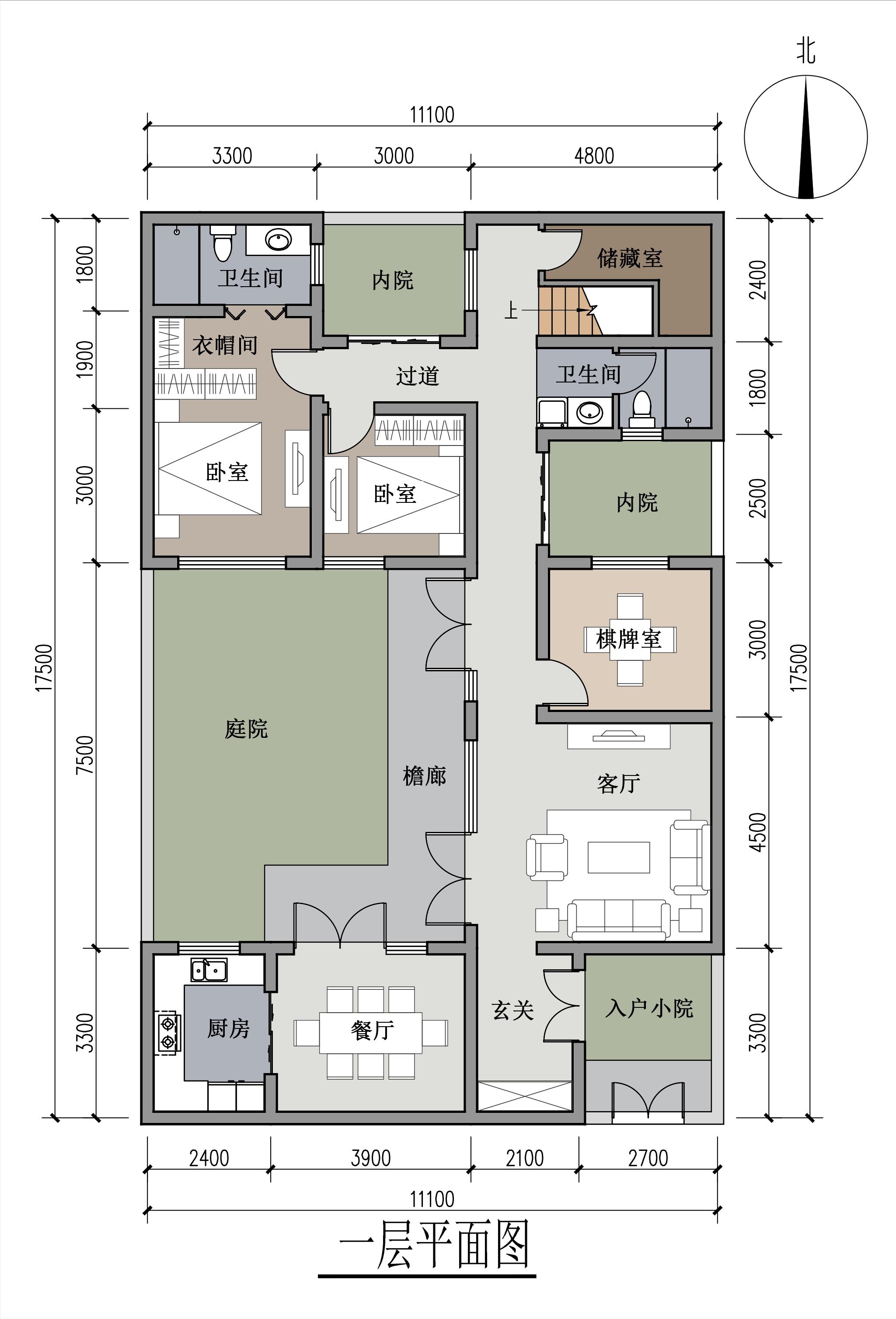 The courtyard covers an area of 200 square meters. There are 4 ...