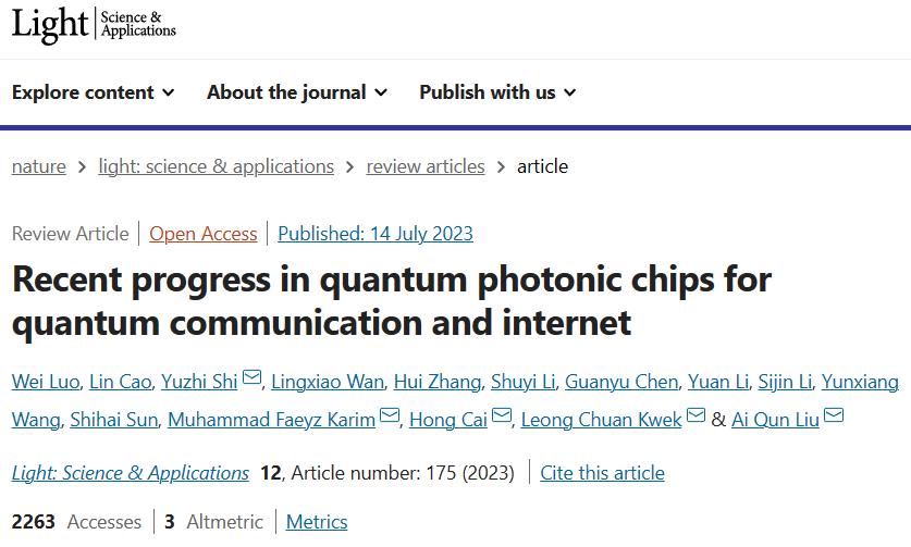 Optical quantum chips for quantum communications and the internet - iNEWS