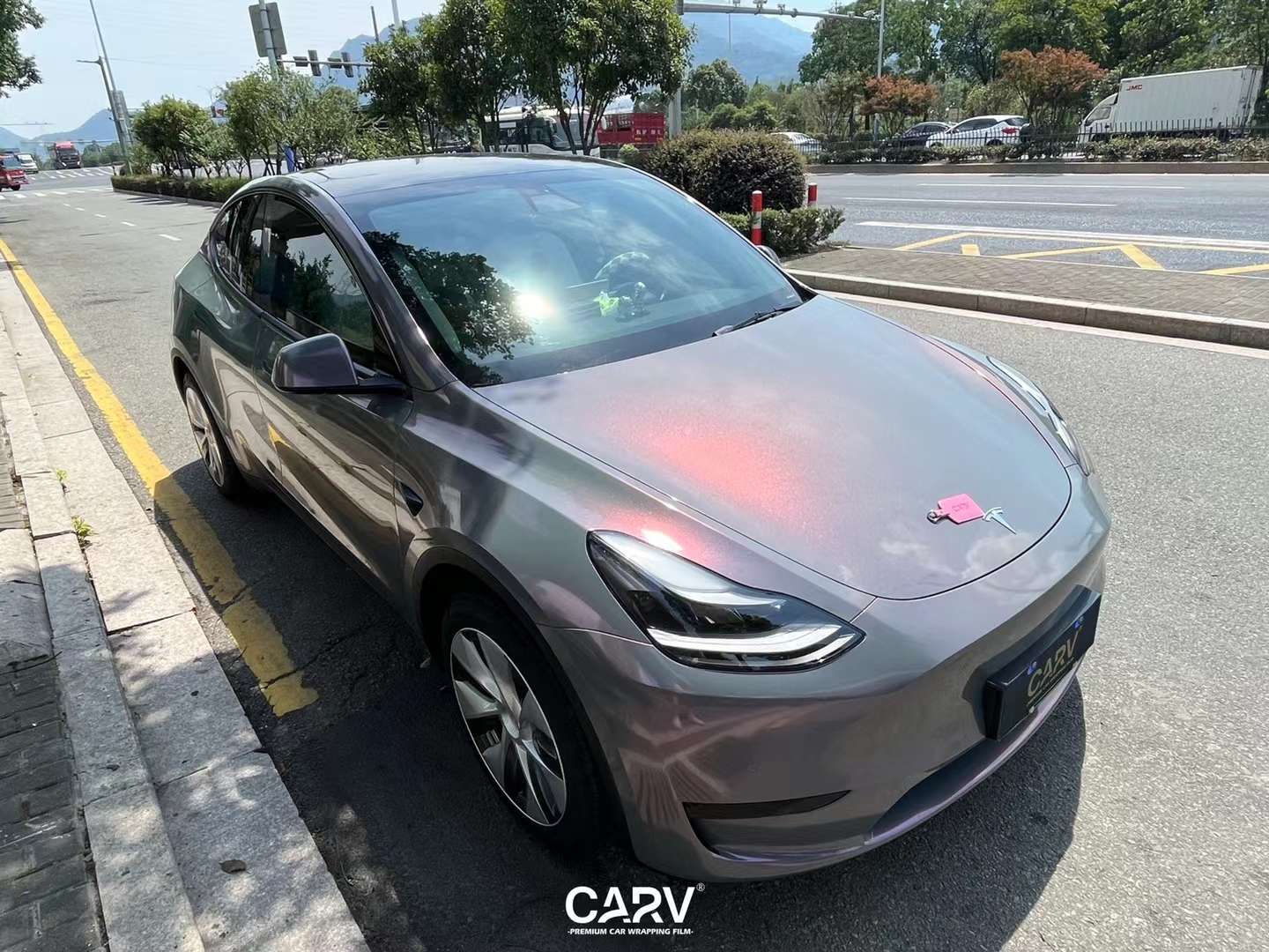 Tesla ModelY Kafu Color Change Film Platinum Star Gray Phantom, Fairy ...