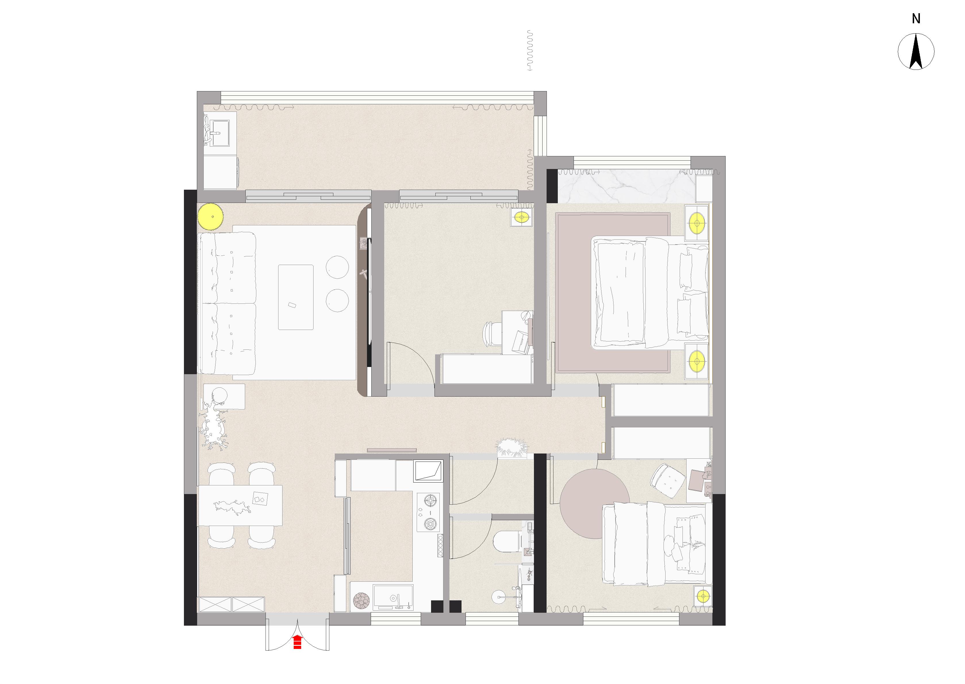 A 93㎡ two-bedroom house can be transformed into a three-bedroom house ...