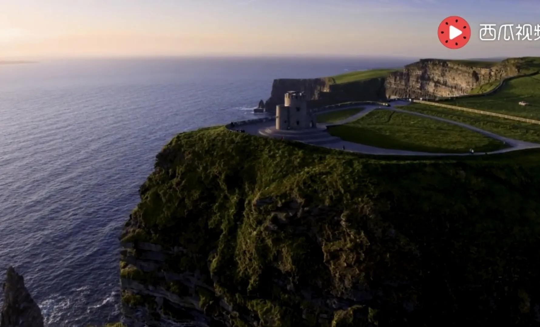 Lonely lighthouses, castles, small houses on the coast of cliffs ...
