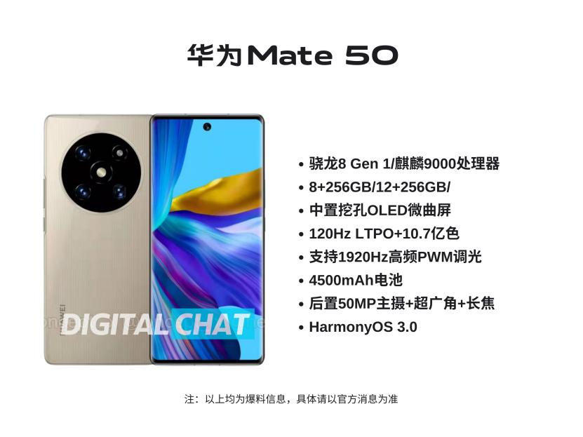 Kirin 9000+14nm domestic chip!Huawei Mate50 exposure, or will get rid of restrictions to support ...