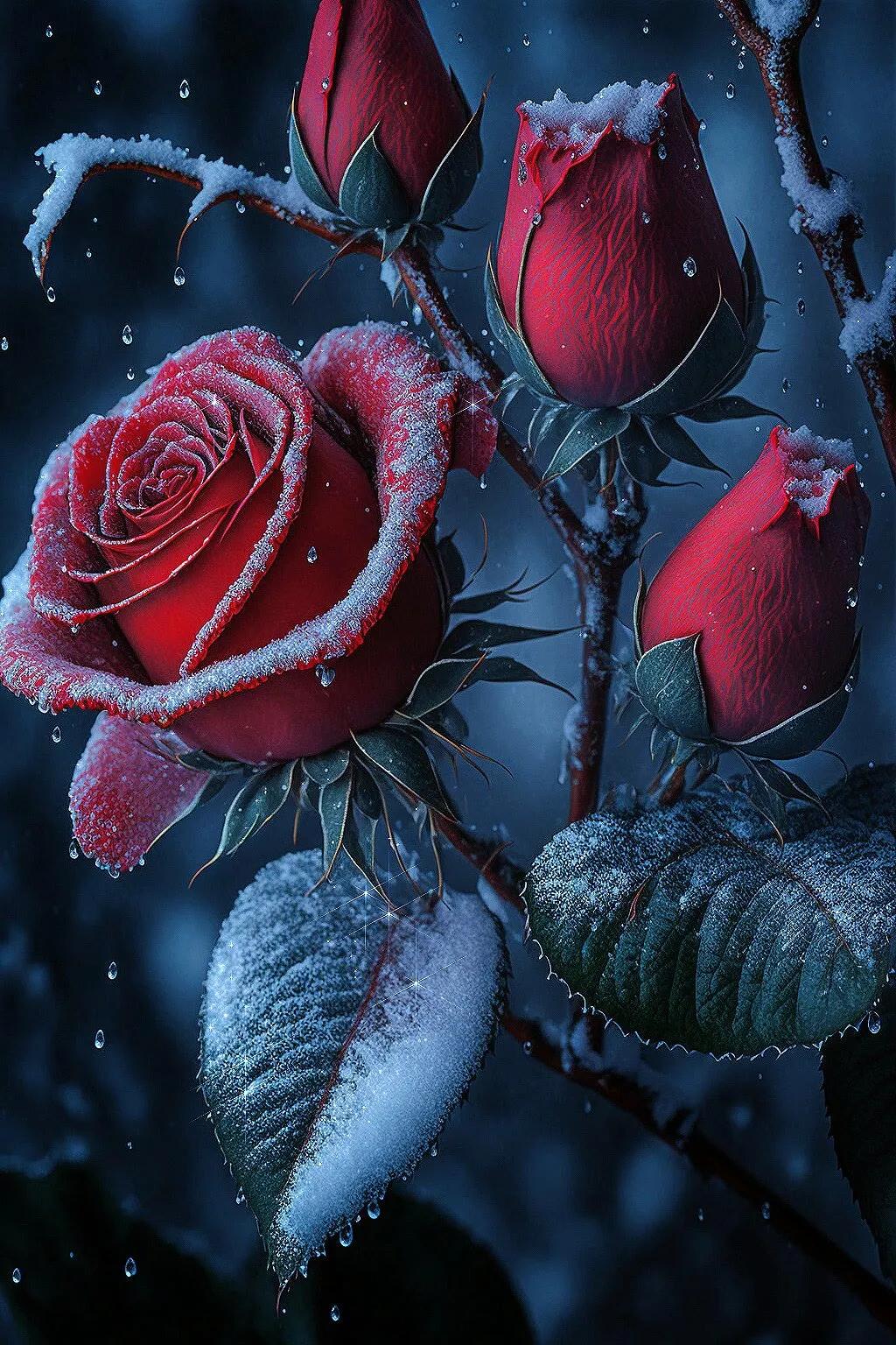 Beautiful pictures of frozen roses by the sea, this is too beautiful ...