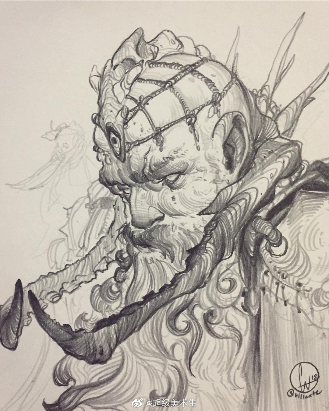 細節驚艷的魔幻人設線稿 . 人物插畫、概念設計師 . villarrte . - 資訊咖